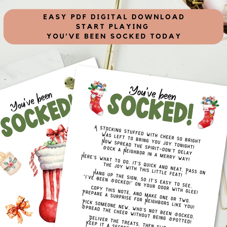 You've Been Socked Secret Holiday Treat Exchange Game for Neighbors ...