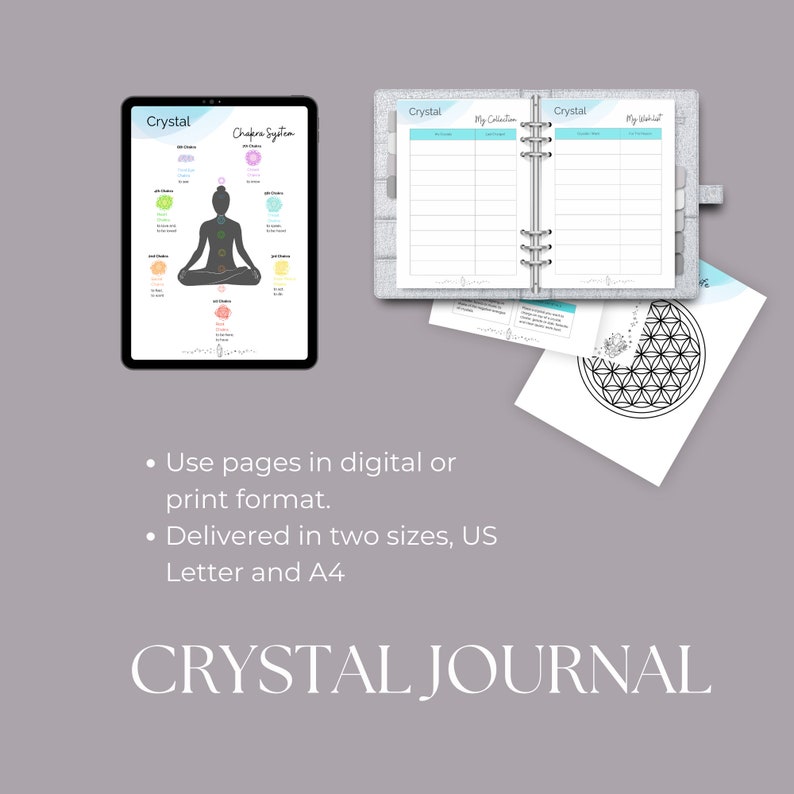 Printable Crystal Journal Chakra Guide With Grids, Worksheets, Healing ...