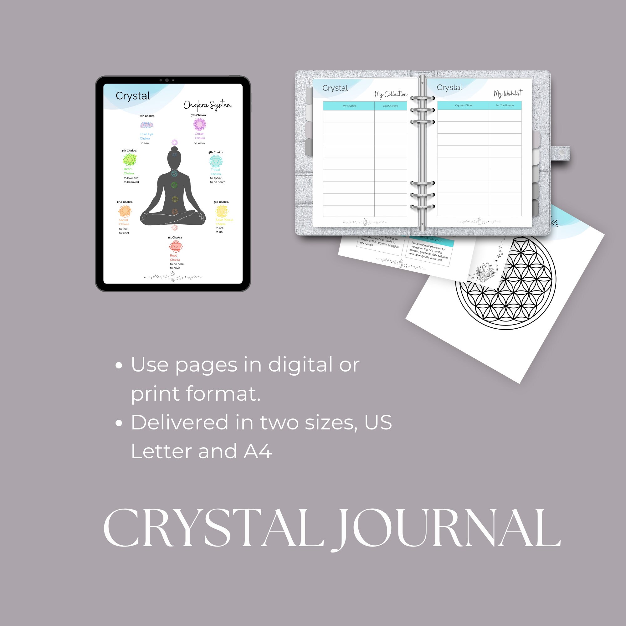 Printable Crystal Journal Chakra Guide With Grids, Worksheets, Healing ...