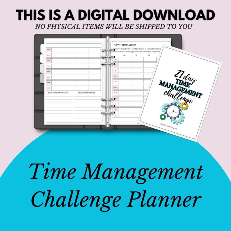 Printable Time Management Challenge Workbook; Time Blocking, Goal ...