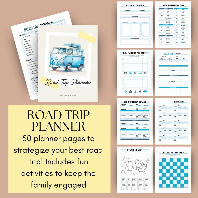 Printable Road Trip Planner Bundle for Family With Kids Activities ...