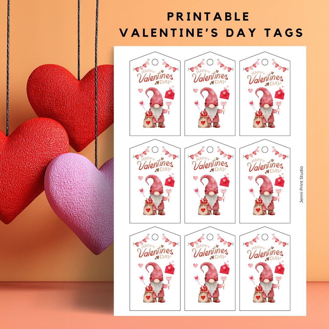 Happy Valentine's Day Gift Tag, Printable Treat Bag Tag, Coworker ...