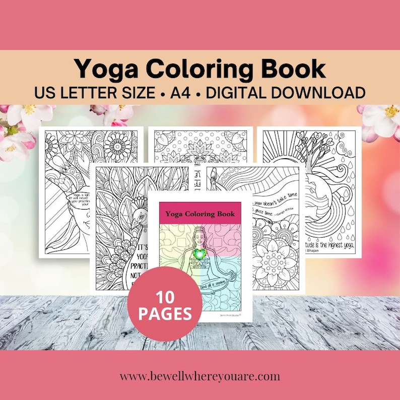 Printable Yoga Coloring Book With Inspirational Quotes - Etsy