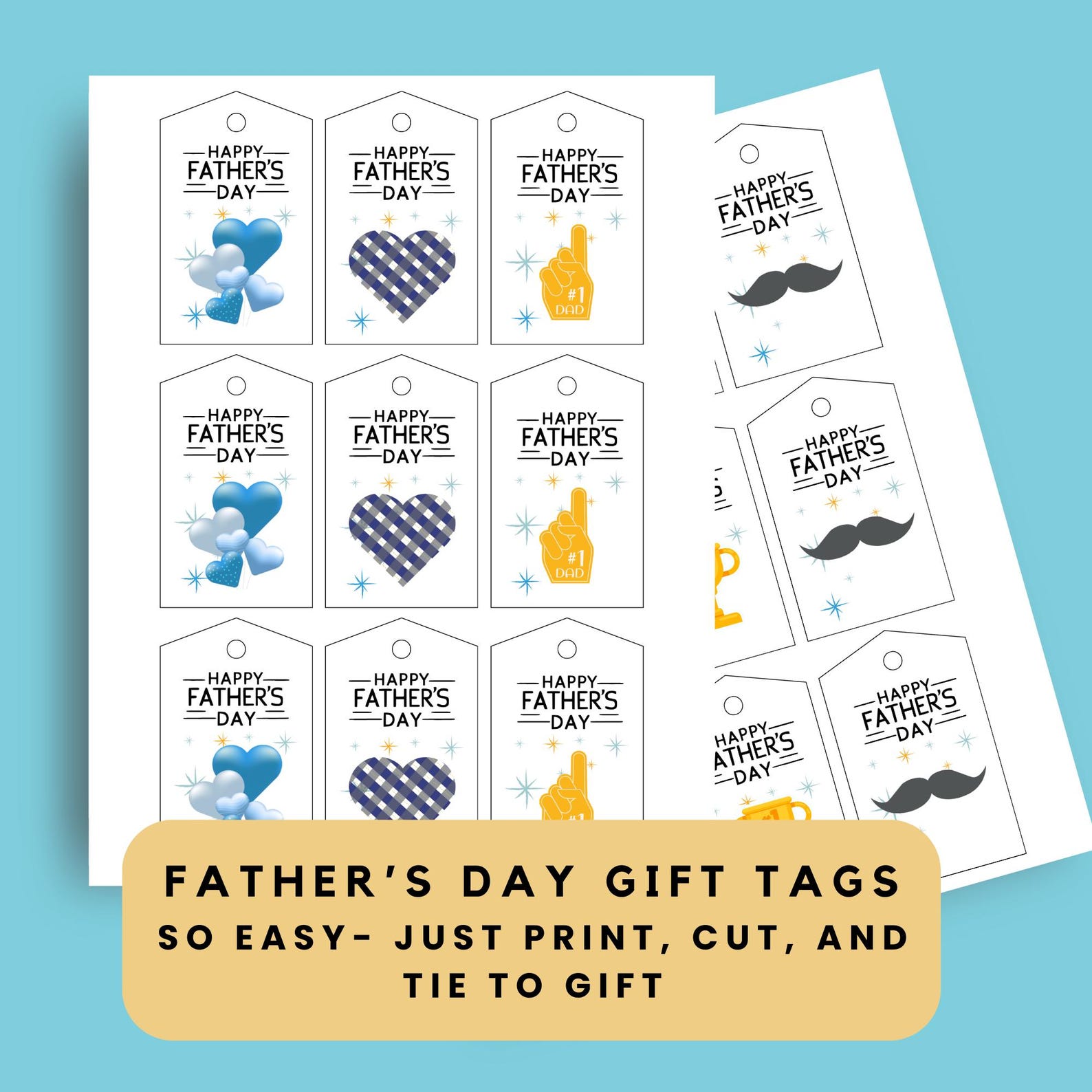 Father's Day Gift Tags - Cute, Number One Dad, Happy Father's Day Gift ...