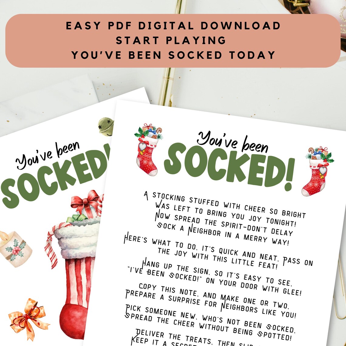 You've Been Socked Secret Holiday Treat Exchange Game for Neighbors ...