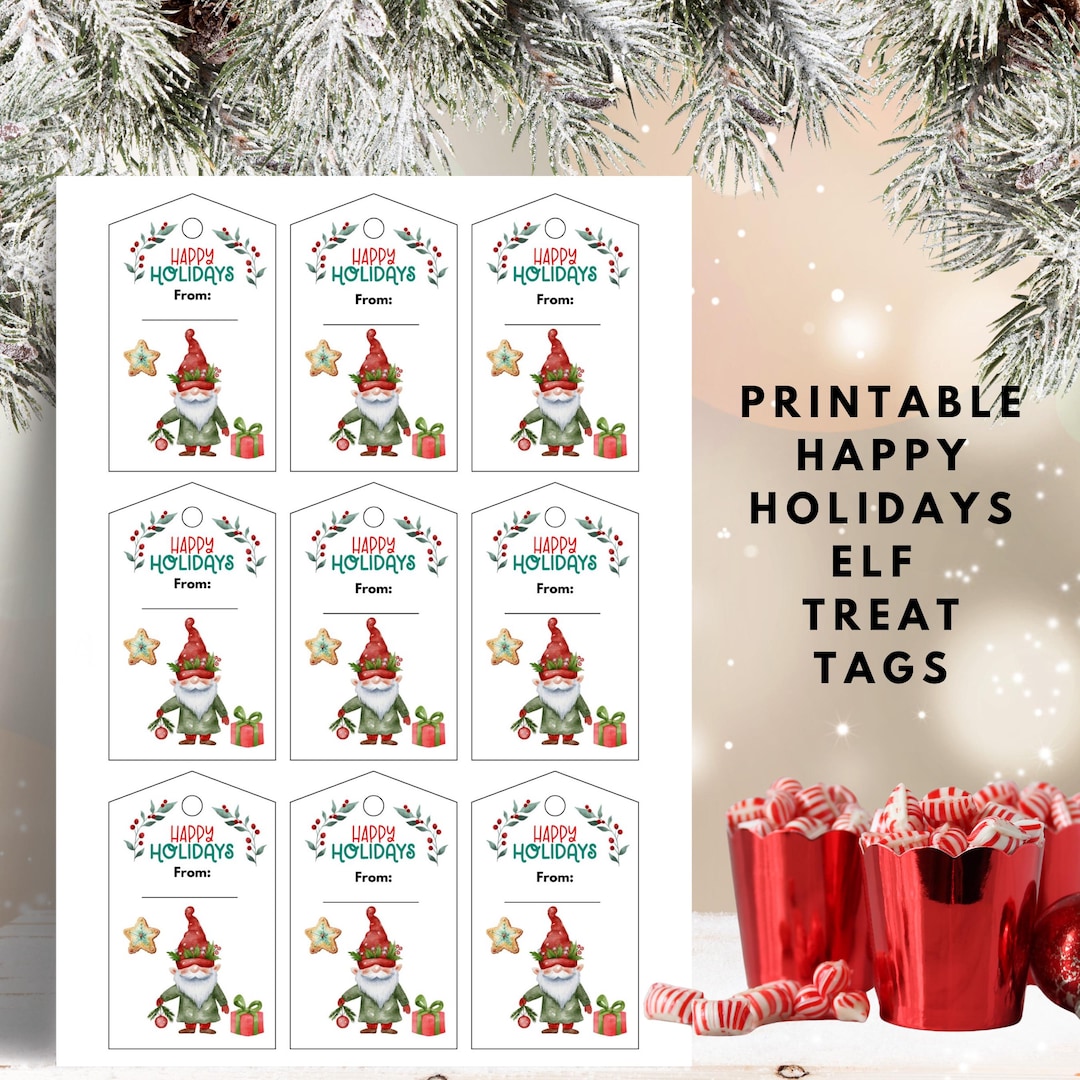 Holiday Treat Tags, Printable Gift Tags, Christmas Tag, Holiday Party ...