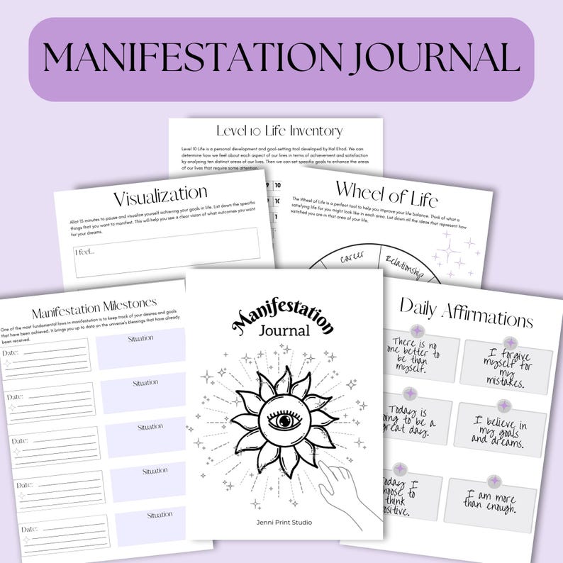 Manifestation Journal: Printable Workbook for Law of Attraction ...
