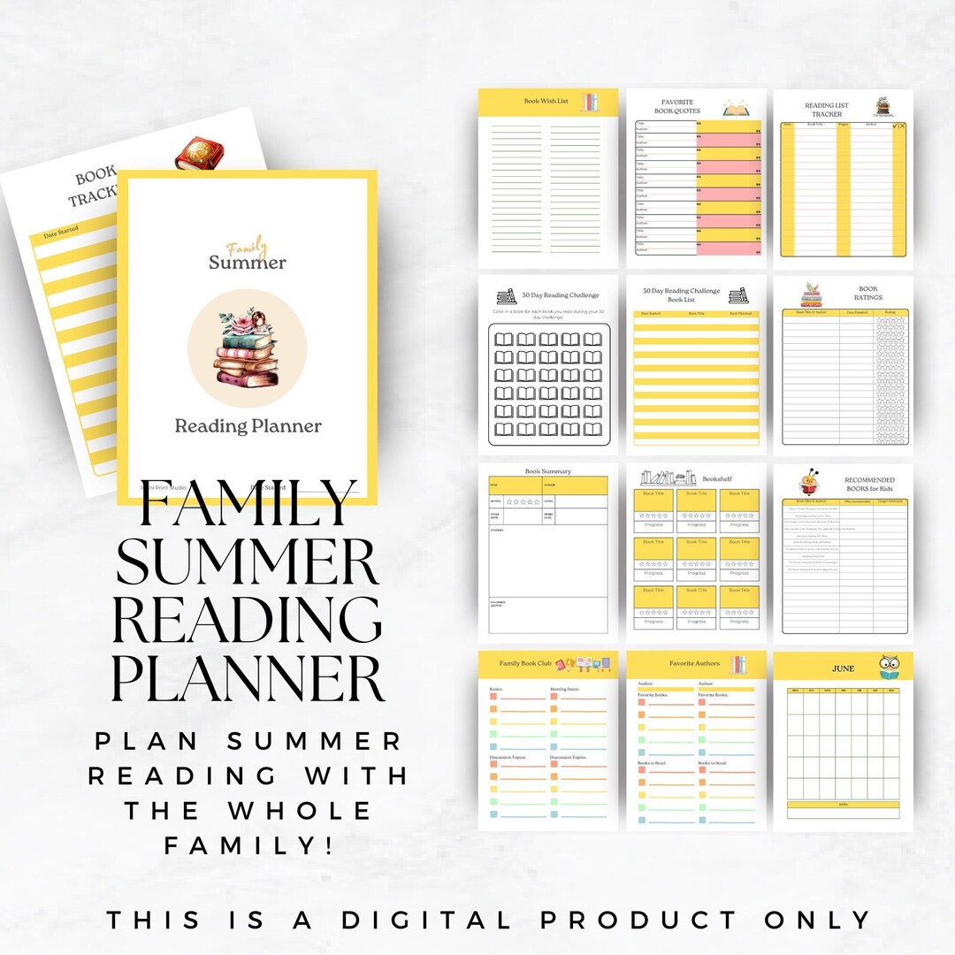 Printable Family Summer Reading Planner - Book Tracker, Reading ...