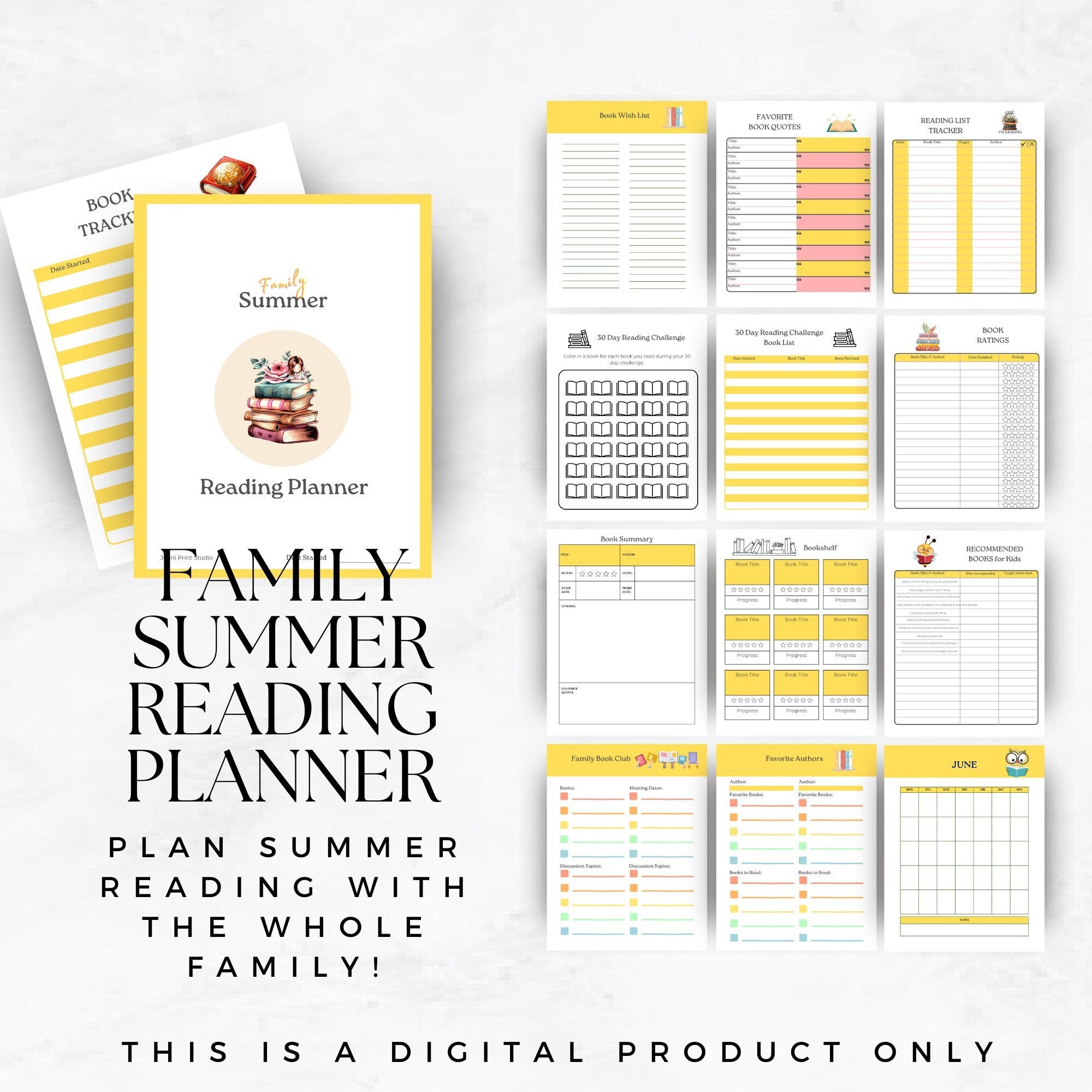 Printable Family Summer Reading Planner Book Tracker, Reading Challenge ...