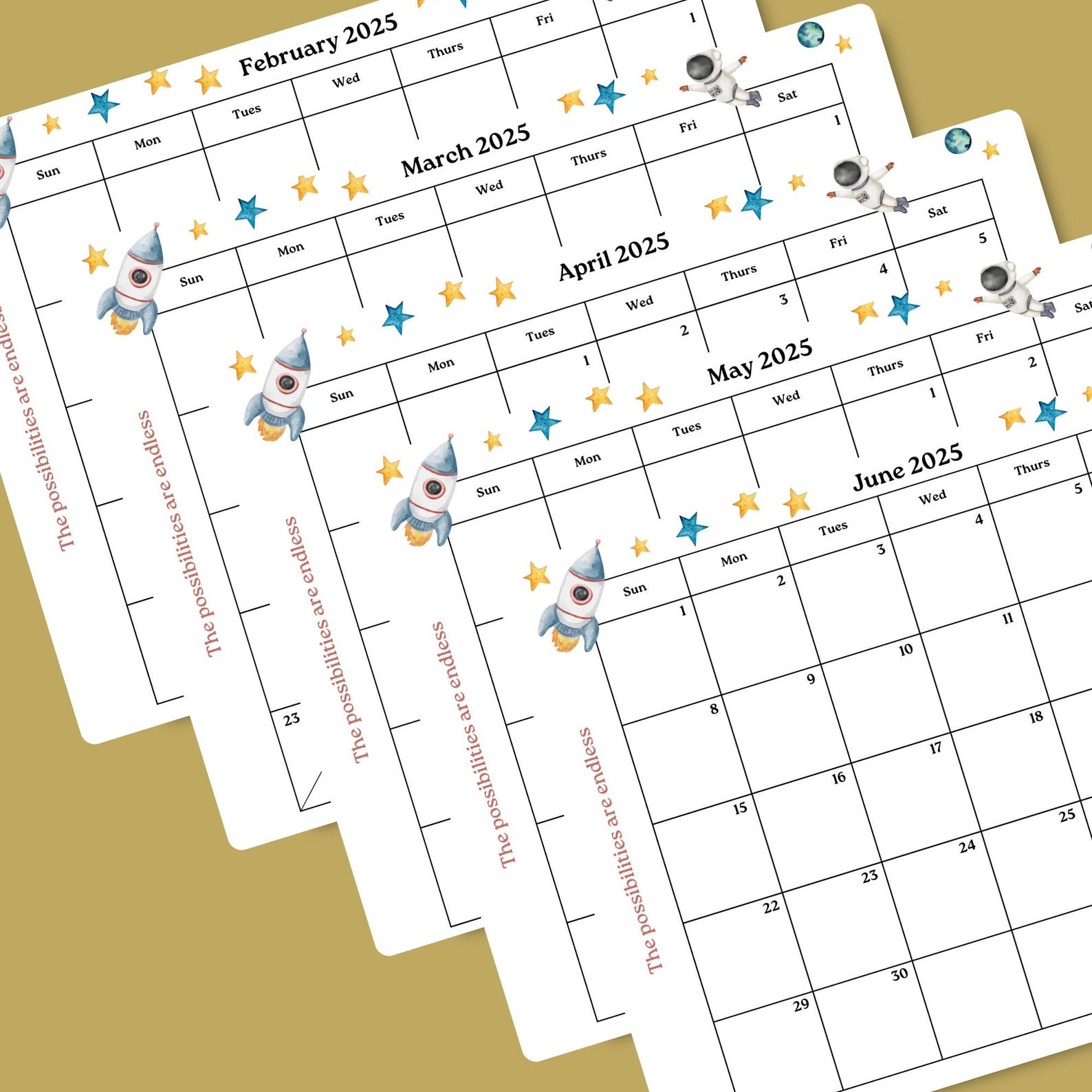 2025 Space Calendar, Printable Wall Calendar, Desktop Calendar ...