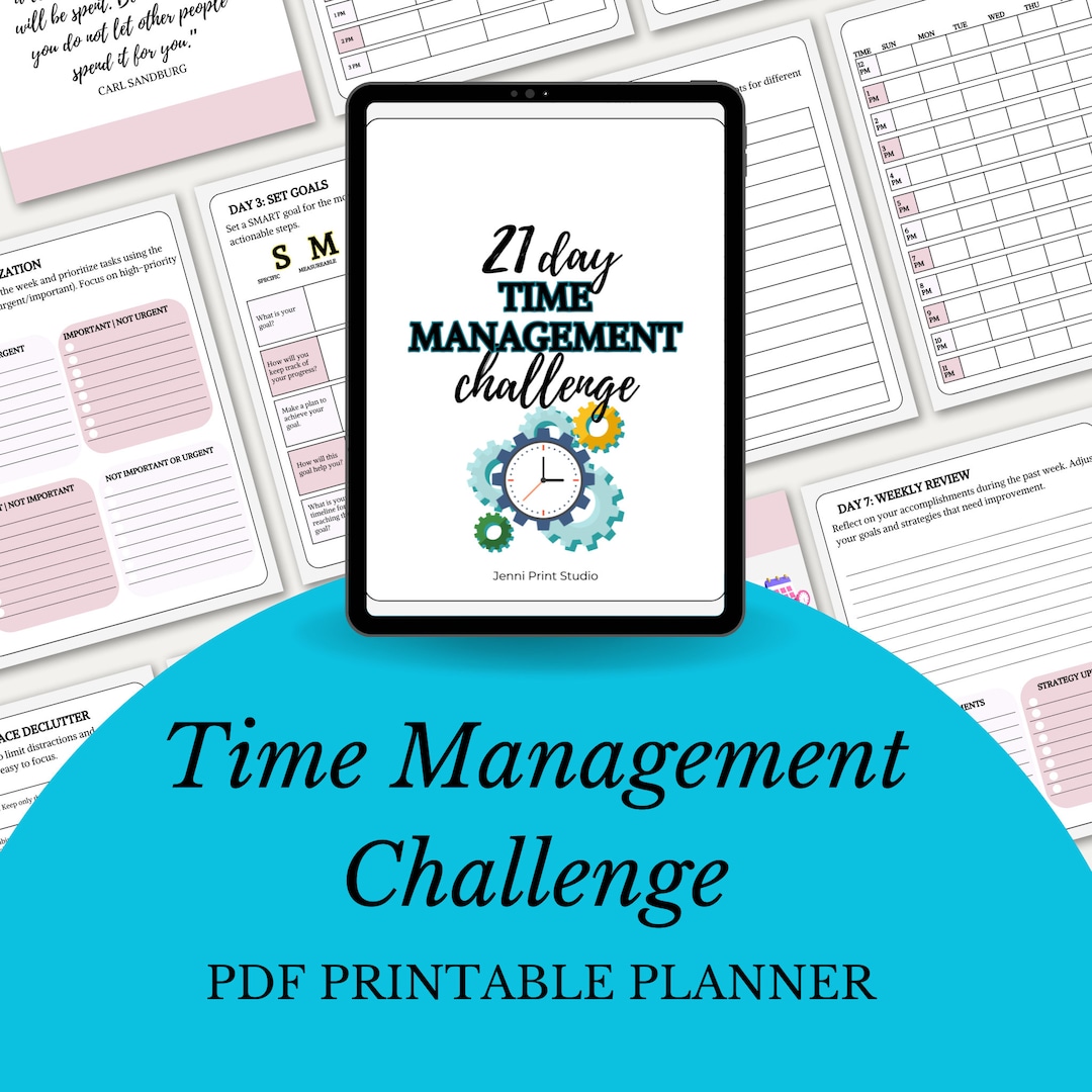 Printable Time Management Challenge Workbook; Time Blocking, Goal ...