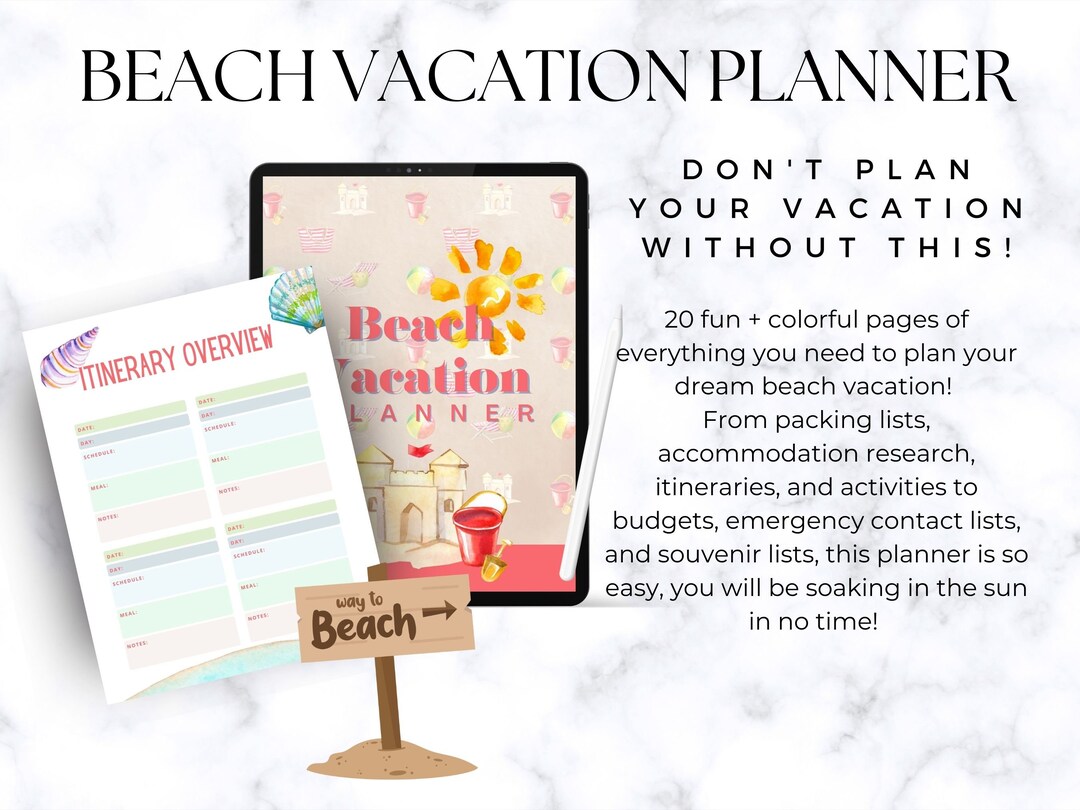 Printable Beach Vacation Checklist Trip Planner Packing List - Etsy