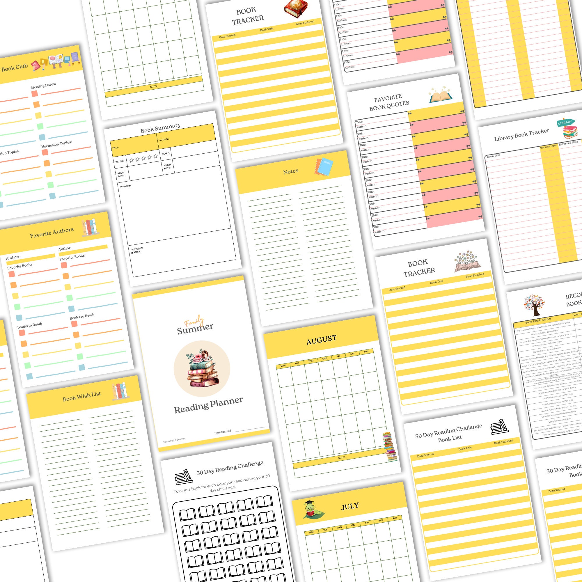 Printable Family Summer Reading Planner Book Tracker, Reading Challenge ...