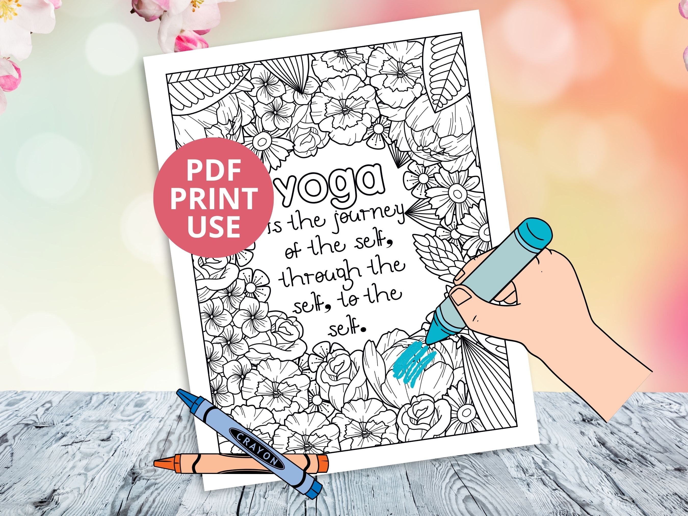Printable Yoga Coloring Book With Inspirational Quotes - Etsy