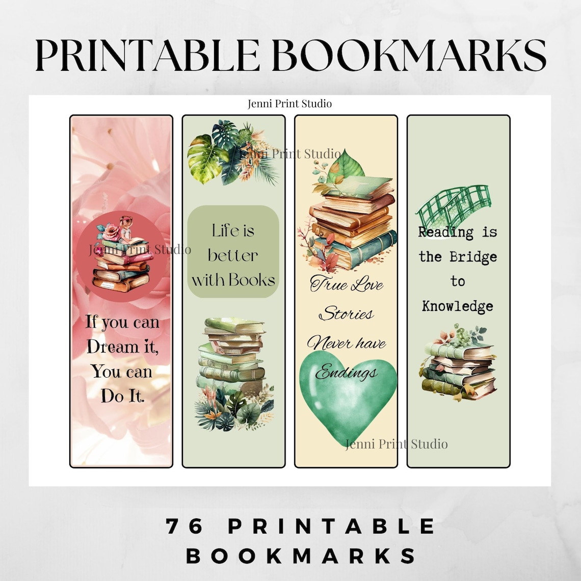 Printable Bookmark Bundle 4 Sets of Themed Printable Bookmarks ...