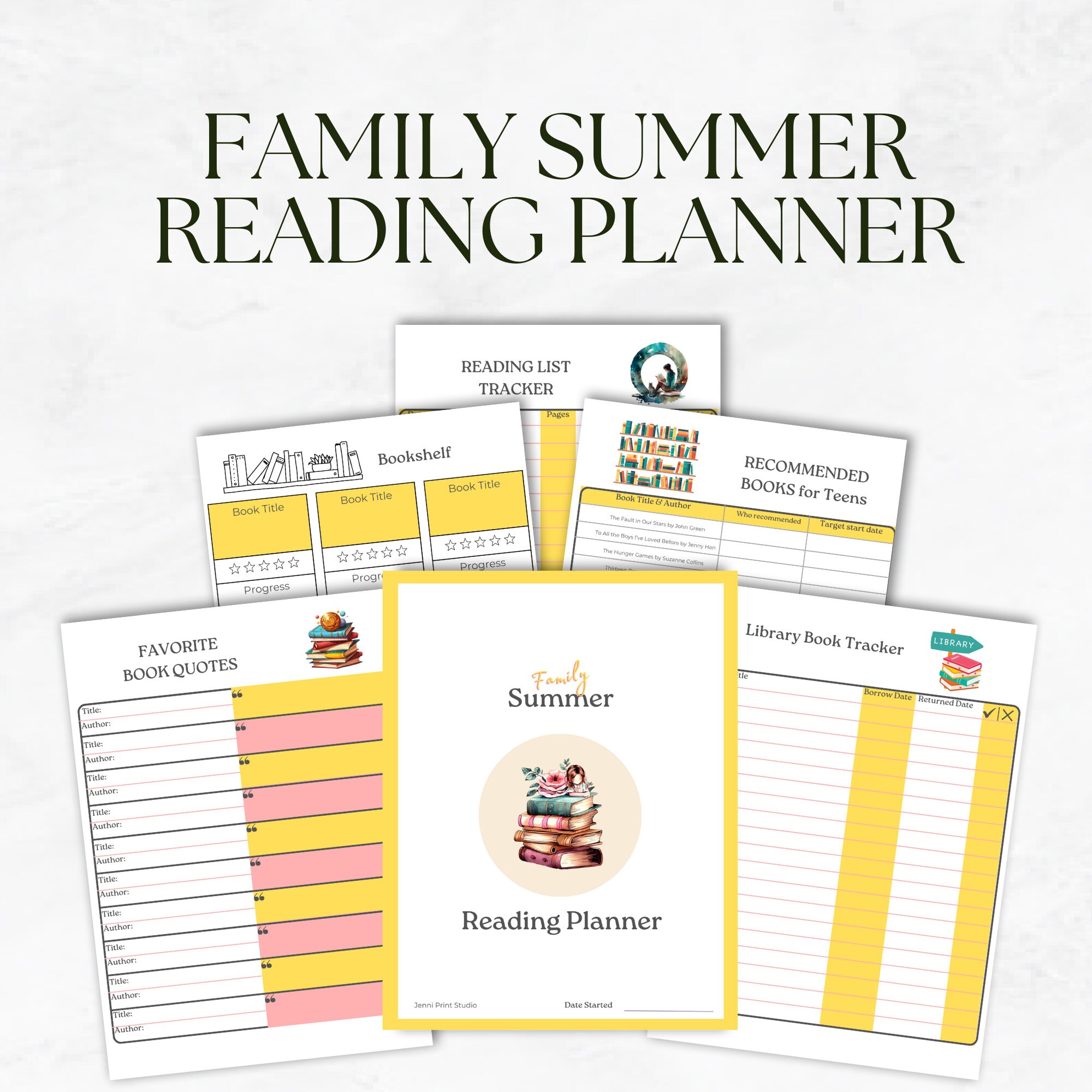 Printable Family Summer Reading Planner Book Tracker, Reading Challenge ...