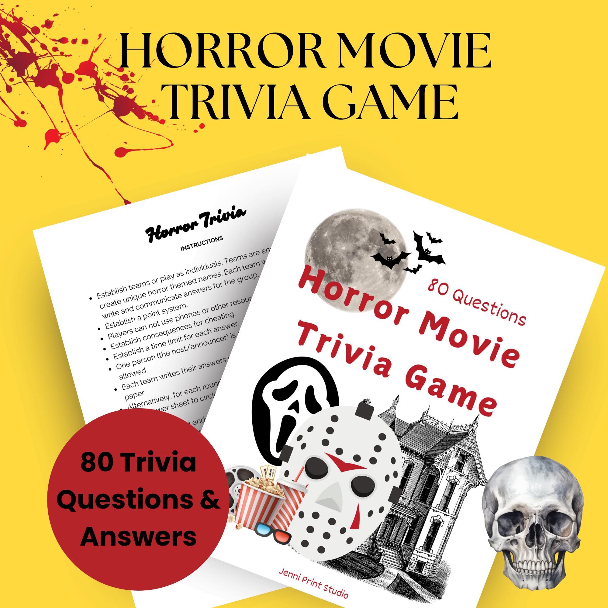 Horror Movie Trivia Game, Printable, 80 Questions, 8 Rounds, Horror ...
