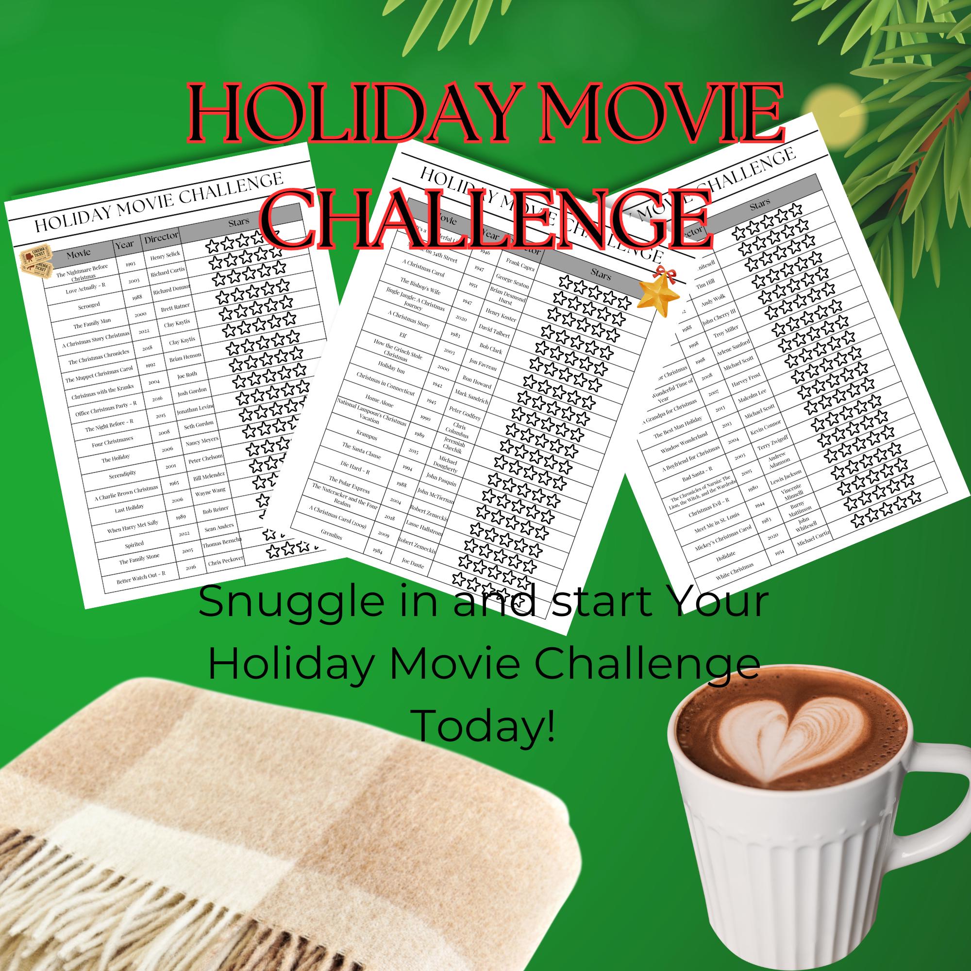 Printable Holiday Movie Challenge, Over 100 Holiday Movies to Watch ...
