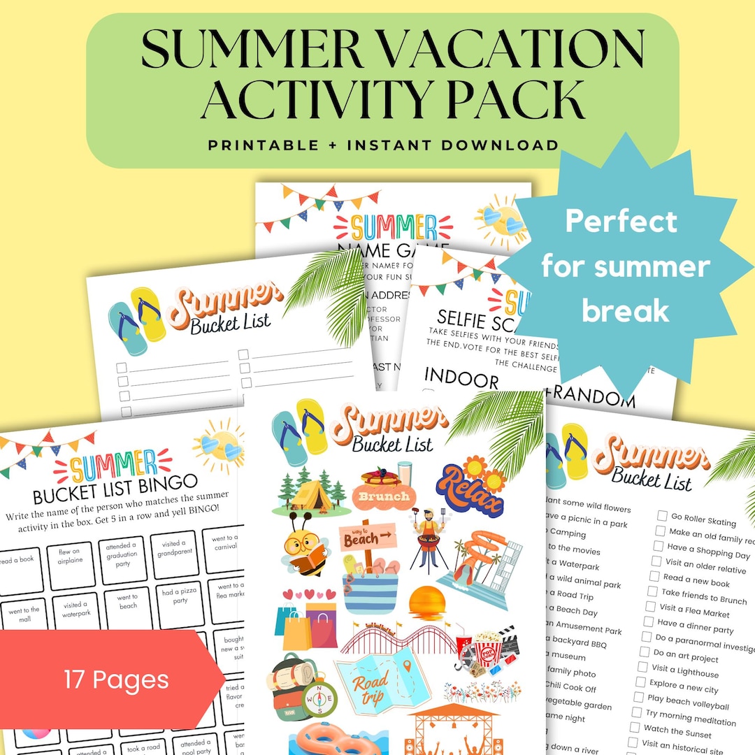 Summer Activities Bundle: Printable Games, Bucket List, Bookmarks ...