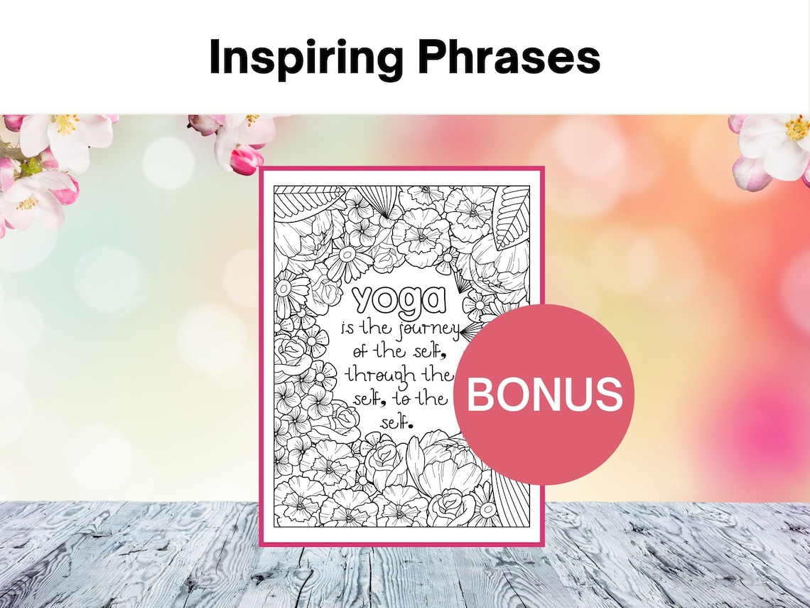 Printable Yoga Coloring Book With Inspirational Quotes - Etsy