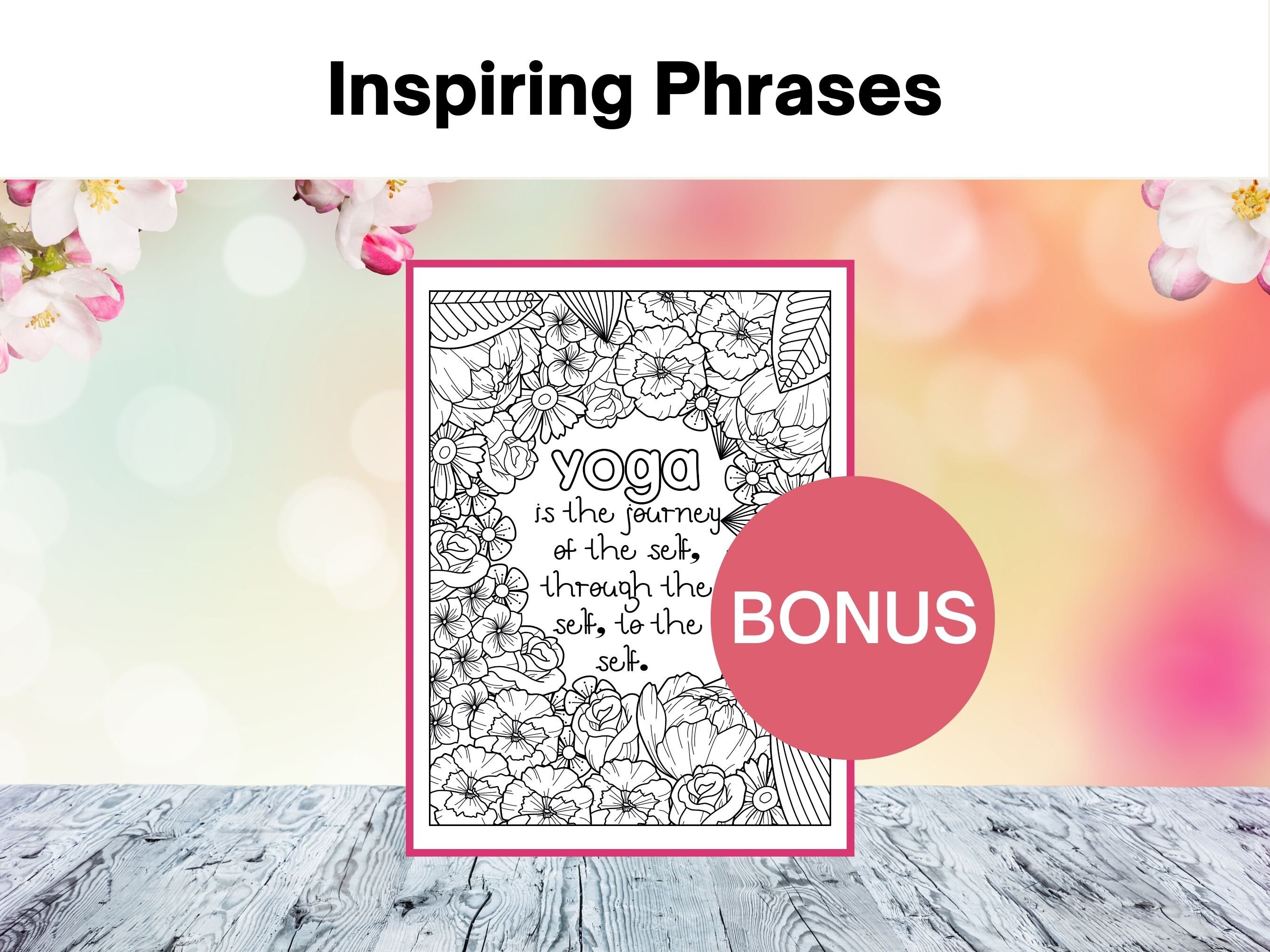 Printable Yoga Coloring Book With Inspirational Quotes - Etsy