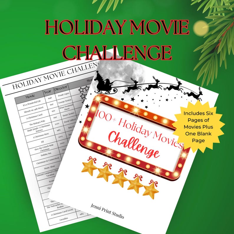 Printable Holiday Movie Challenge, Over 100 Holiday Movies to Watch ...