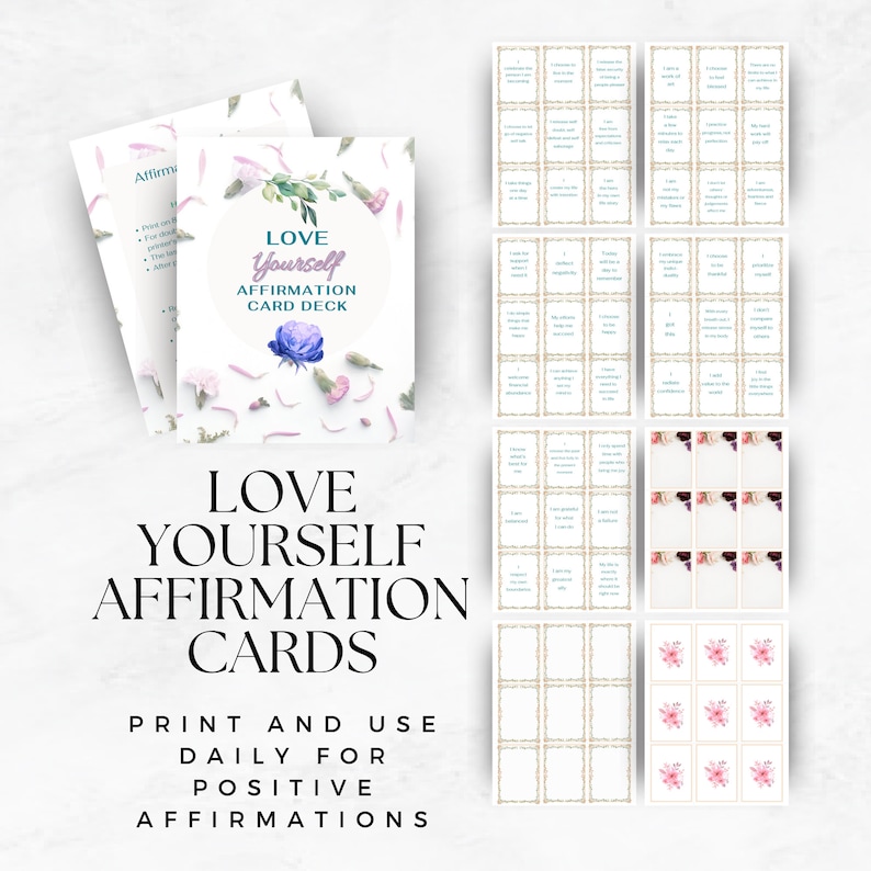Printable Self-love Affirmation Cards: Floral Positive Affirmations ...