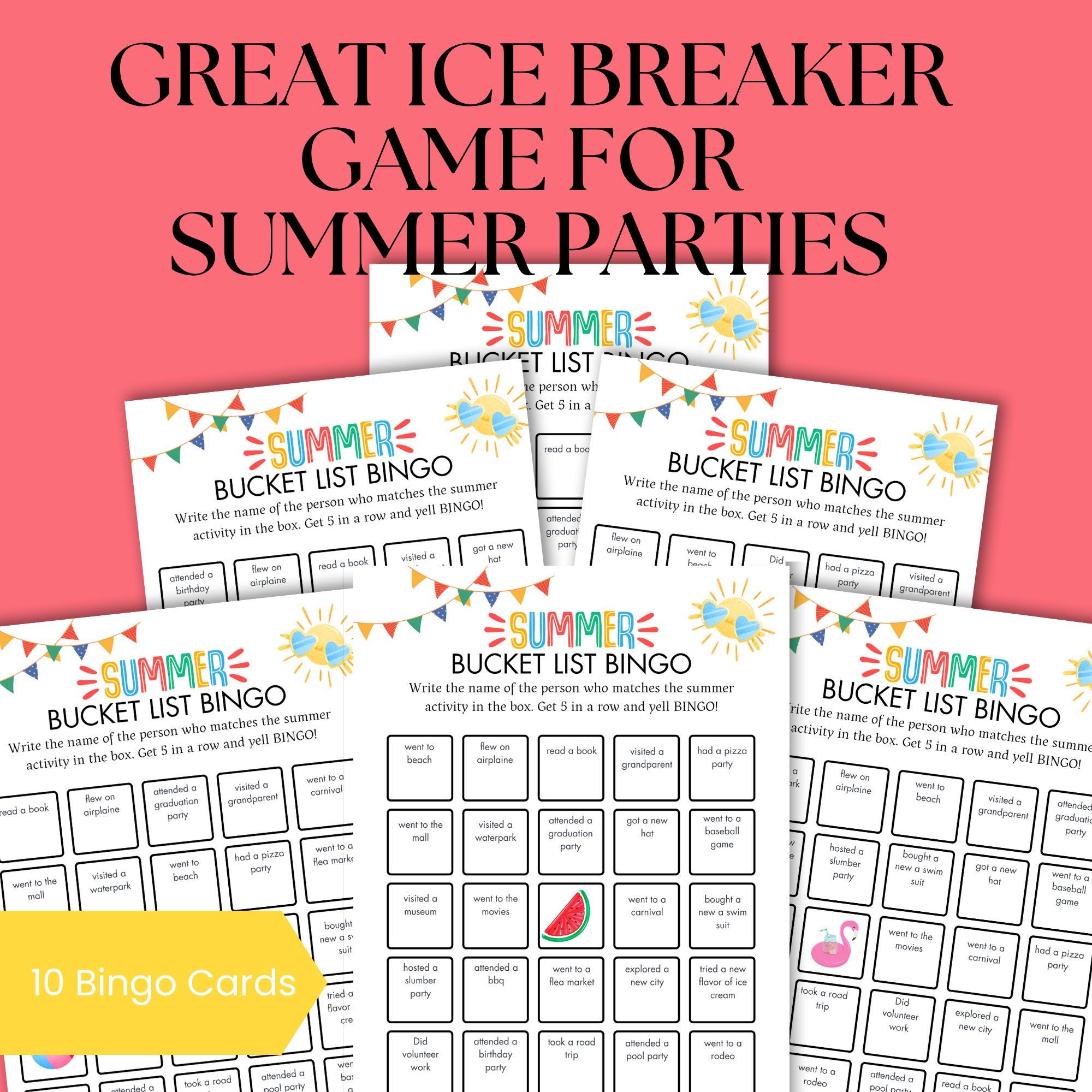 Summer Bucket List Bingo Game, Kids Summer Party Printable, Find ...