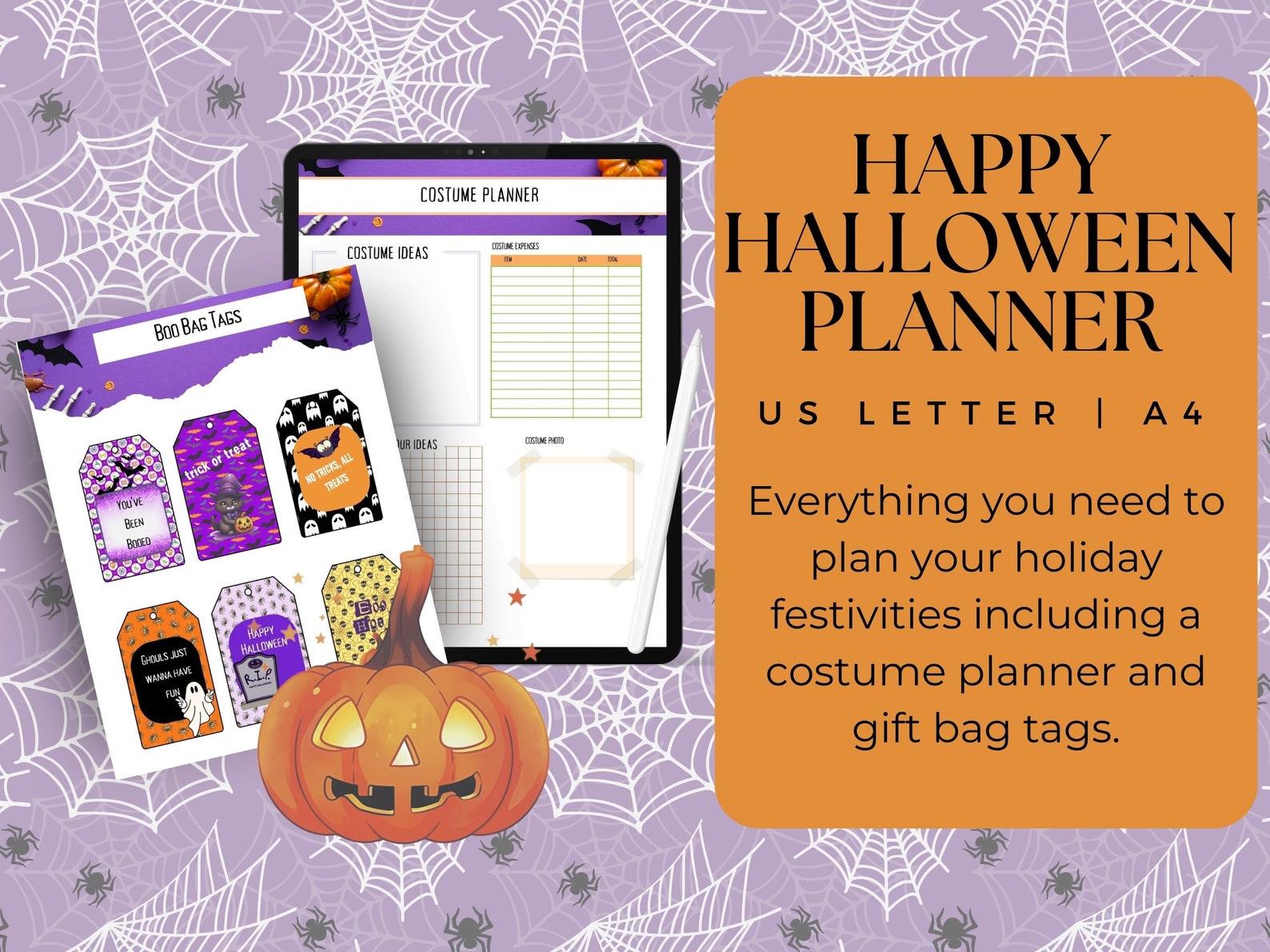 Happy Halloween Planner: Printable Costume Party Planner, Decorating ...