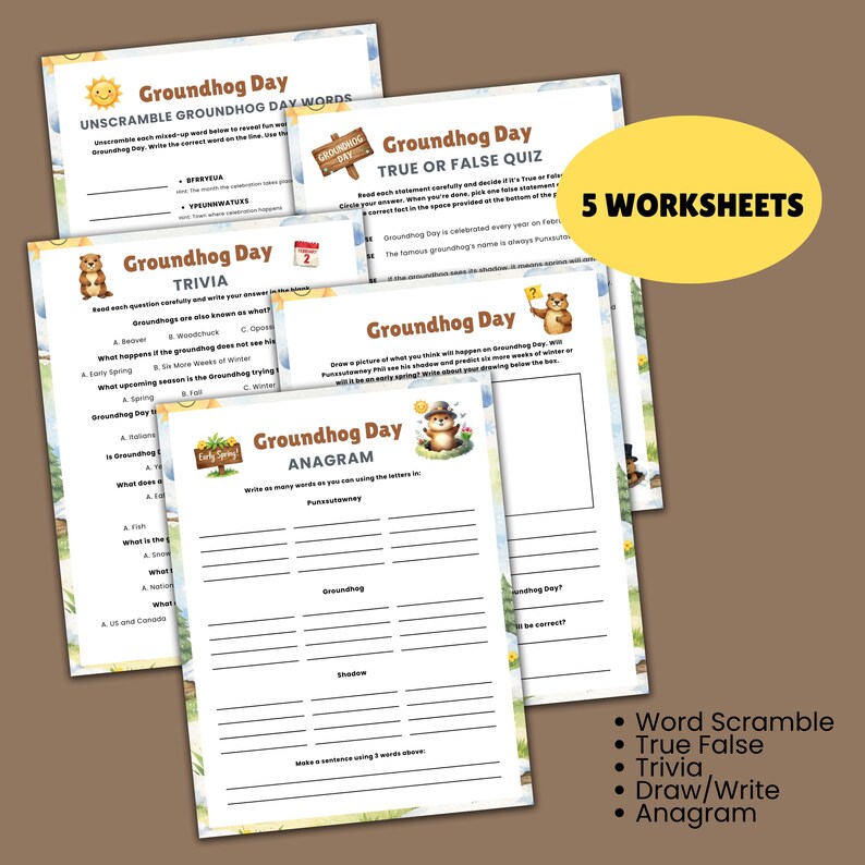 Groundhog Day Classroom Activities, Grades K-3, Fun Learning Exercises ...