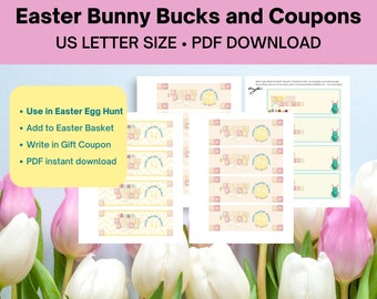 Printable Bunny Bucks, Easter Egg Filler, Easter Basket Ideas, Kids ...