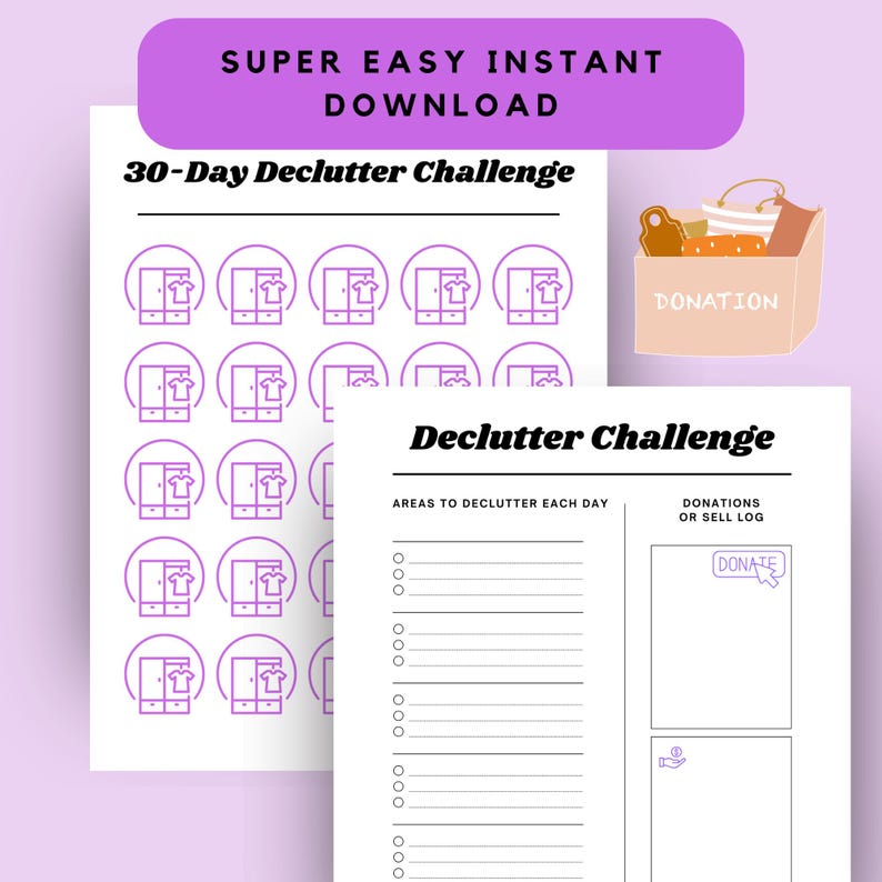 Printable 30-day Declutter Challenge | Declutter List | Donations and ...