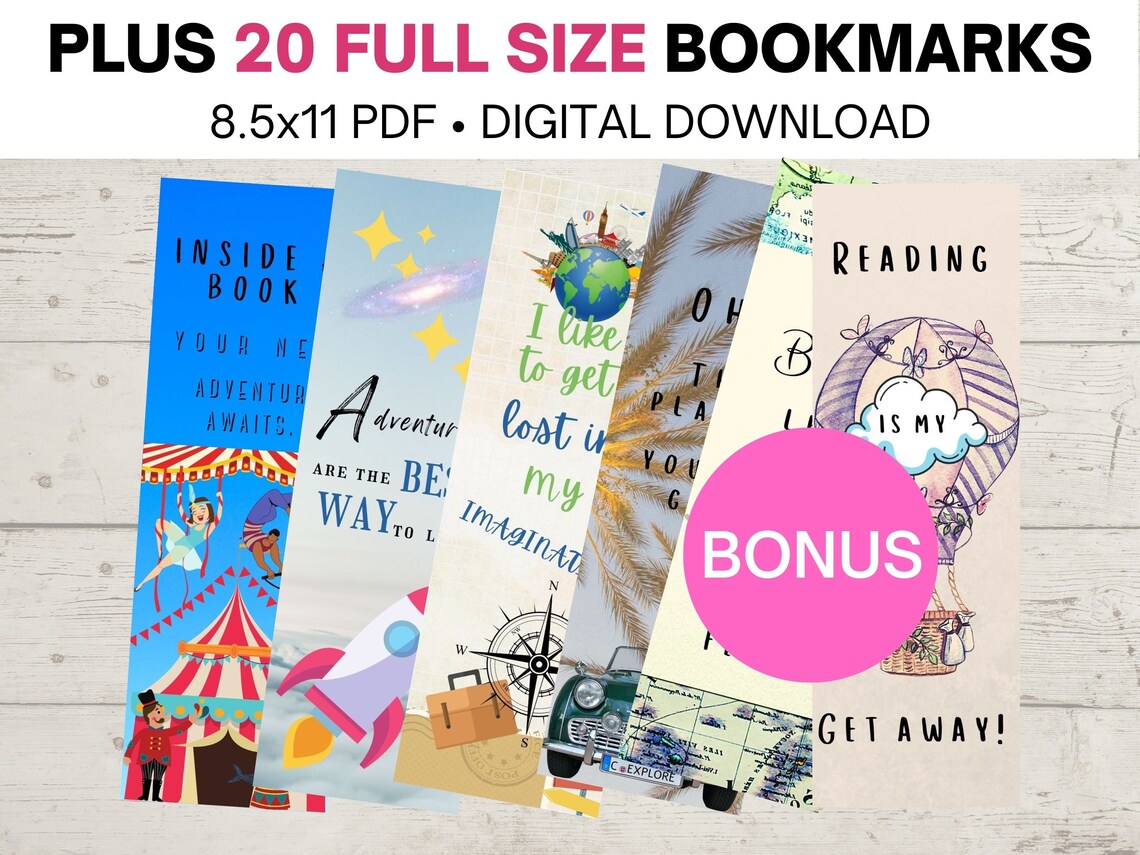 Printable Book Tracker Bundle With Bonus Travel Themed Bookmarks - Etsy