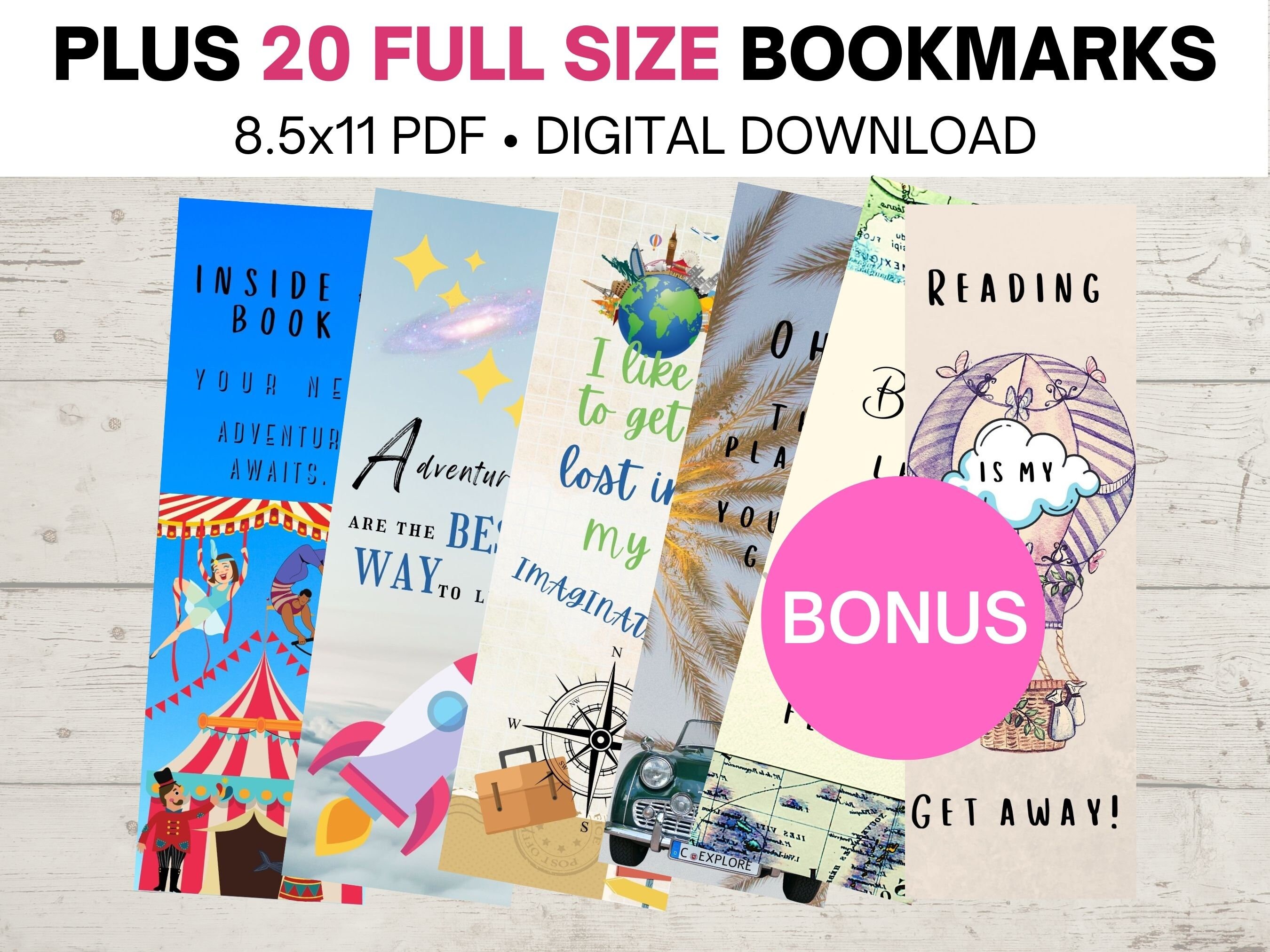 Printable Book Tracker Bundle With Bonus Travel Themed Bookmarks - Etsy