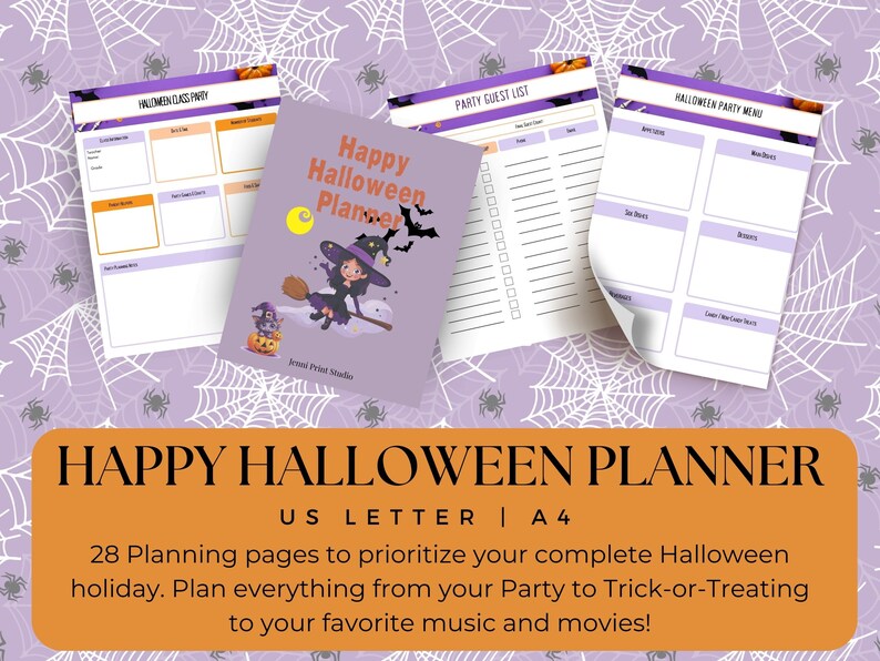 Happy Halloween Planner: Printable Costume Party Planner, Decorating ...