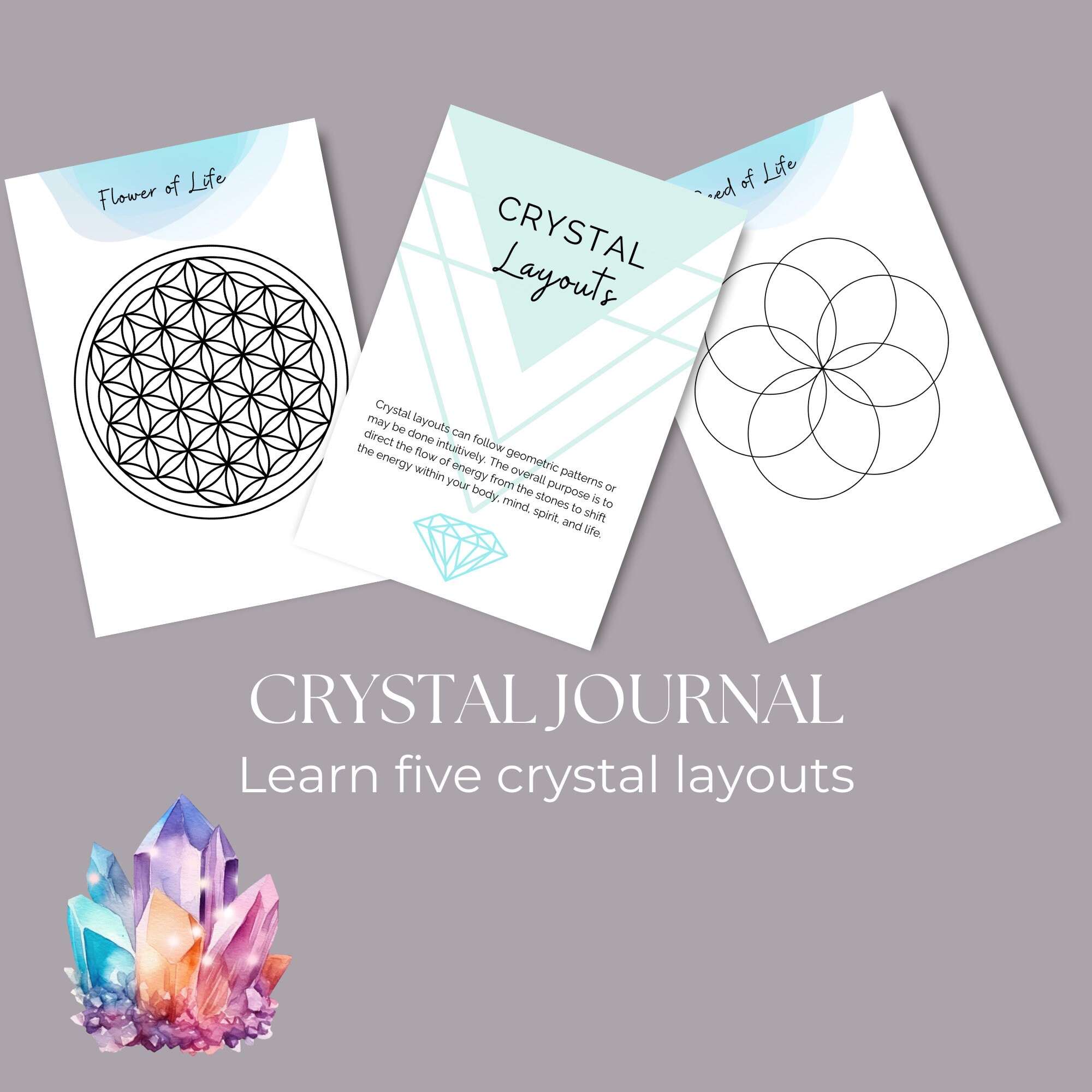 Printable Crystal Journal + Chakra Guide With Grids, Worksheets ...