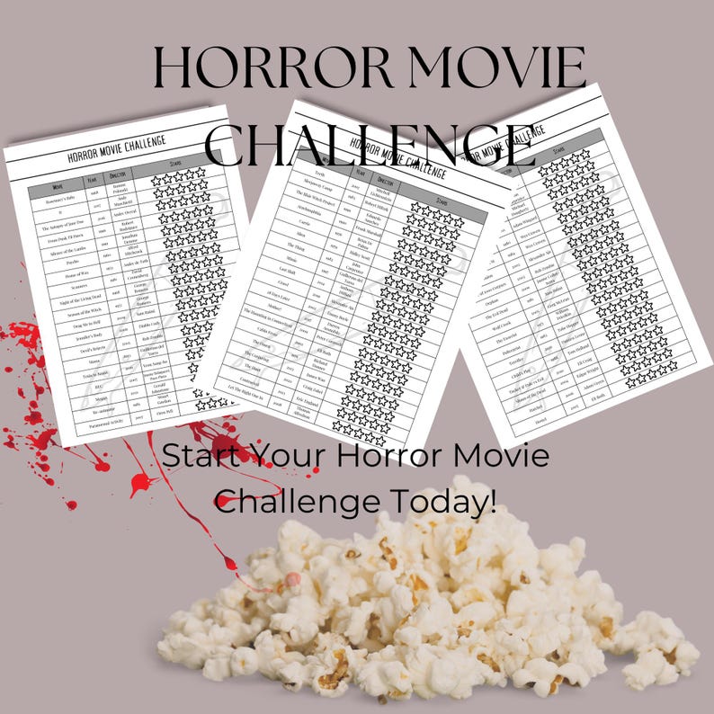 Printable Horror Movie Challenge 100+ Horror Movies to Rate and Watch ...