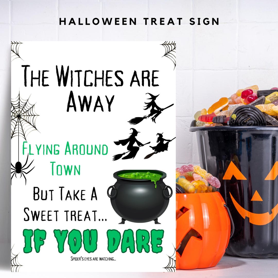 Halloween Treat Sign: Witches Candy Bowl Please Take One, Candy Table ...