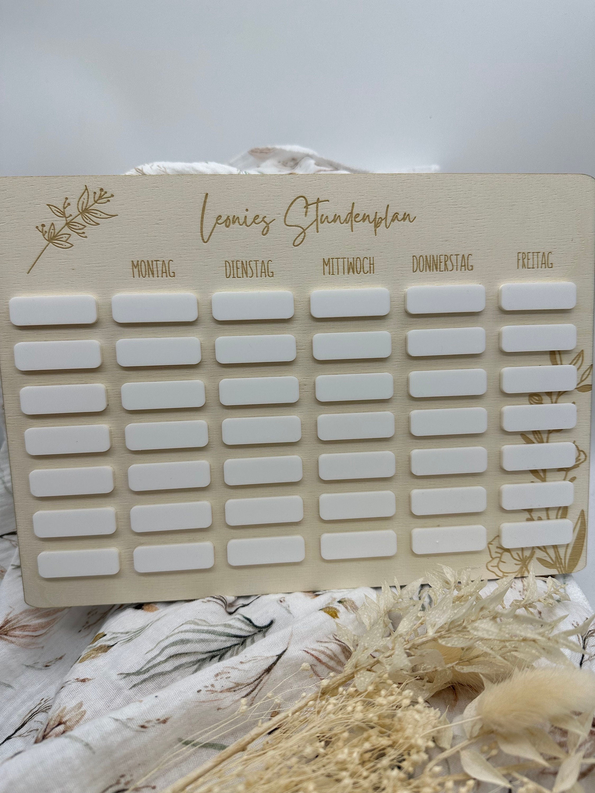 Stundenplan, Schulplan, Stundentafel, Holz und Acryl, beschreibbar ...