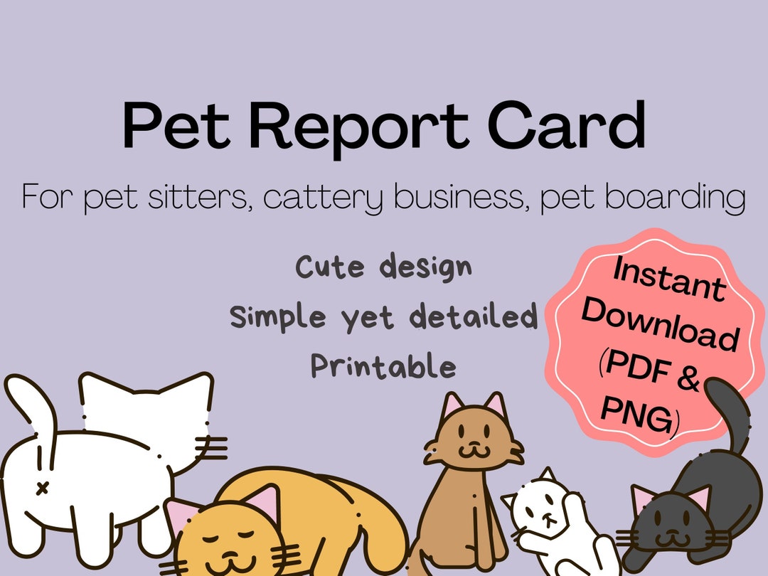 Cat/pet Report Card - for Cattery/pet Boarding Business, Pet Sitters - Etsy