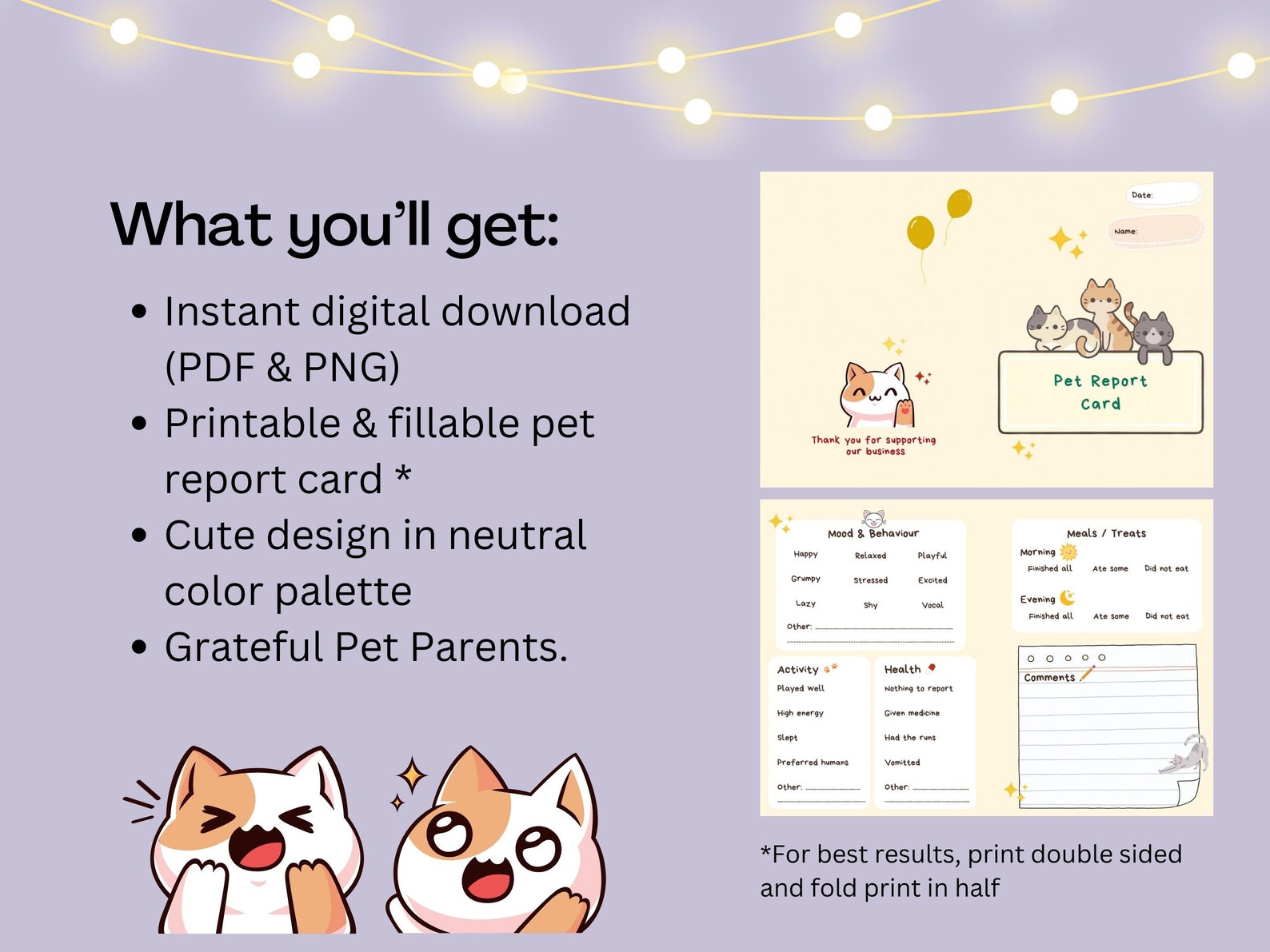 Cat/pet Report Card - for Cattery/pet Boarding Business, Pet Sitters - Etsy