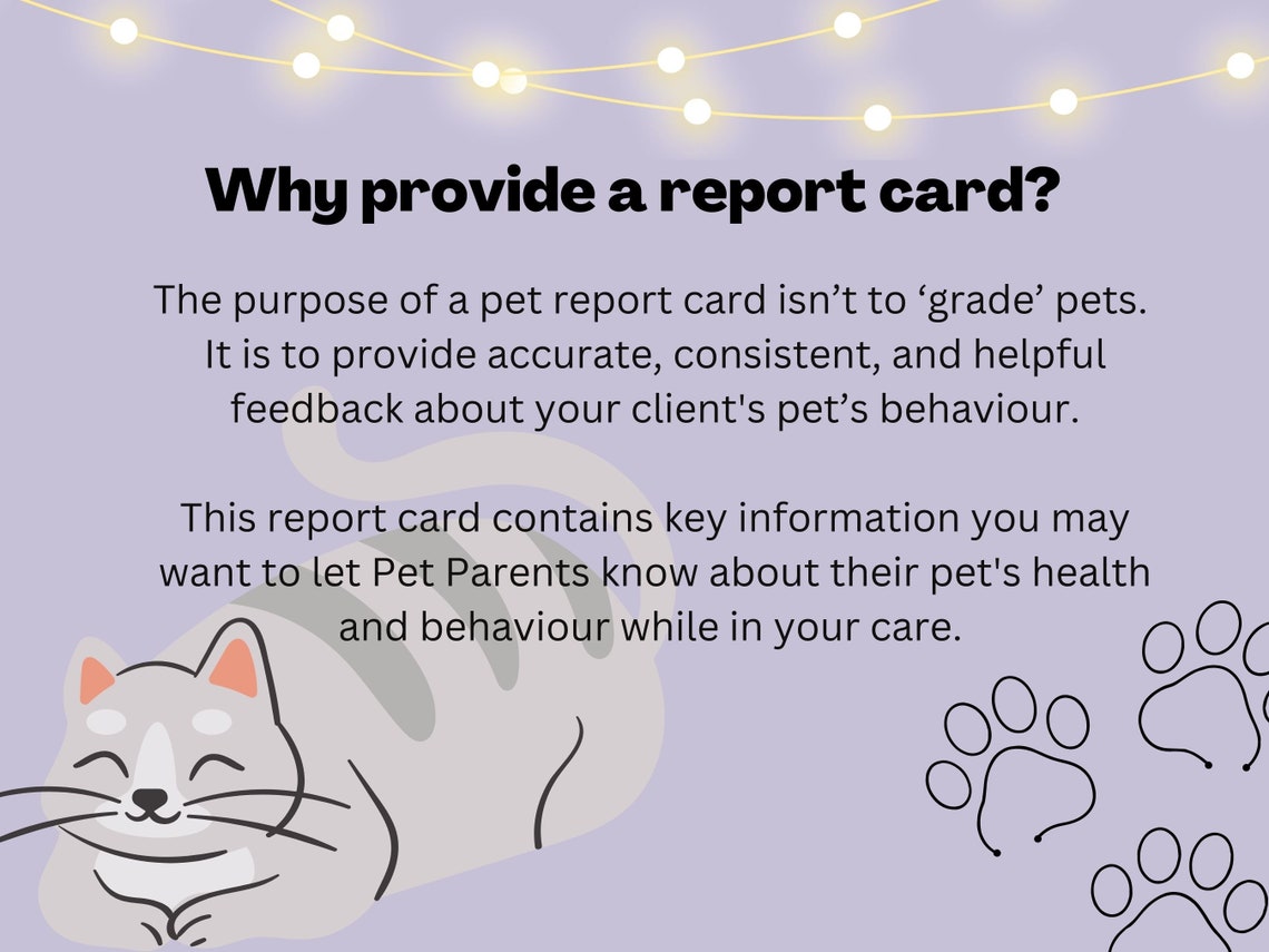 Cat/pet Report Card - for Cattery/pet Boarding Business, Pet Sitters - Etsy