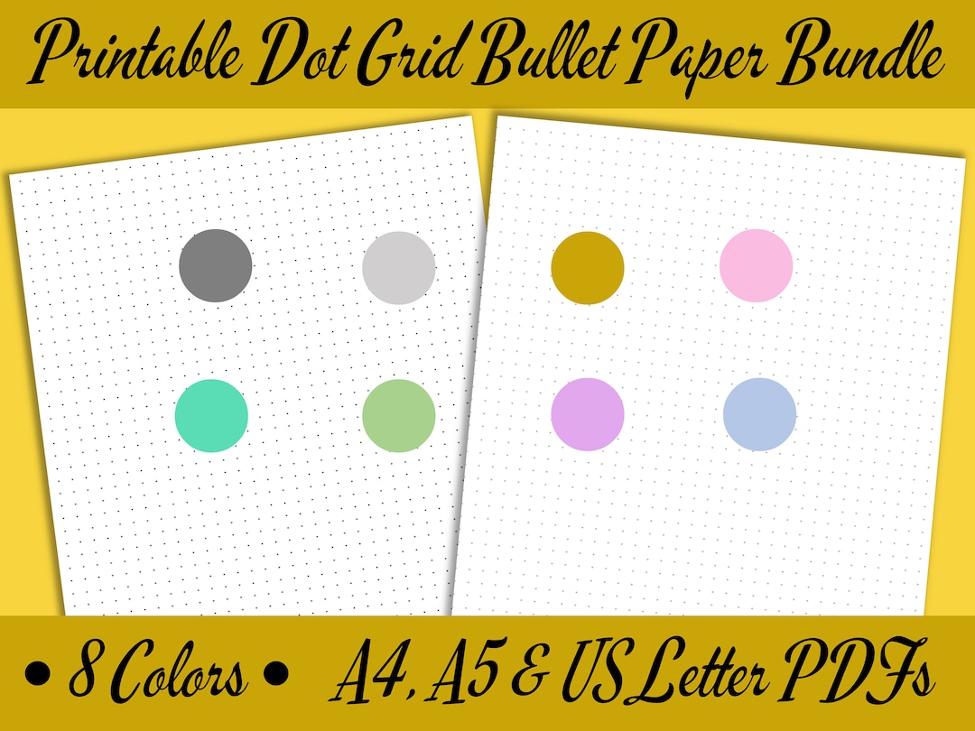 Digital/printable Dot Grid Bullet Journal Paper Bundle/us Letter A4 A5 ...