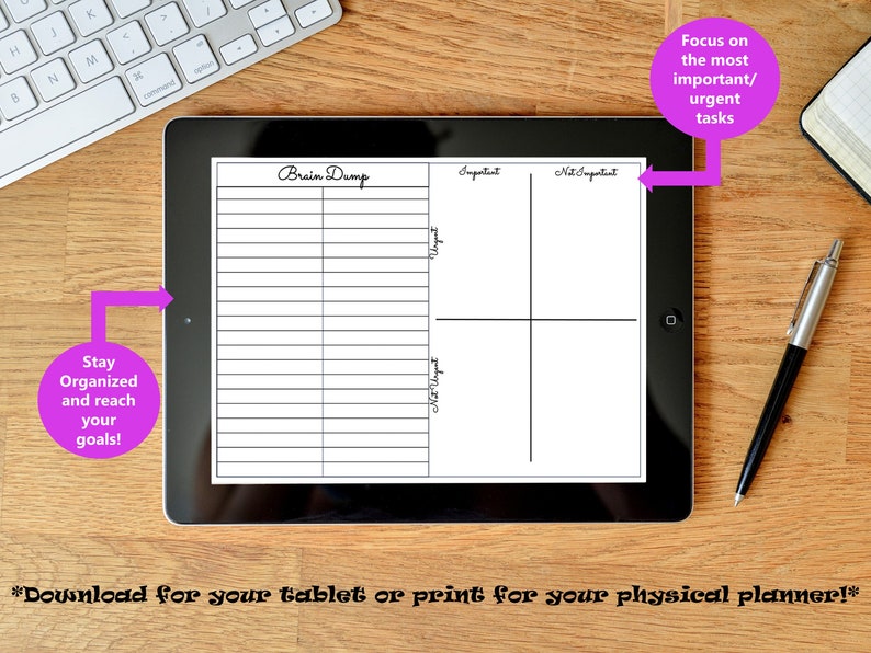 Brain Dump Digital Printable Planner Template Download, US Letter Size ...