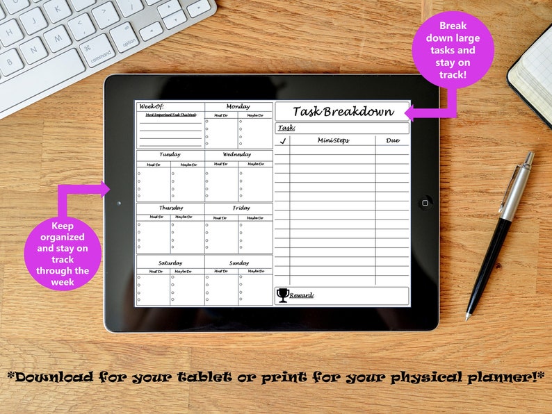 Task Breakdown Digital Printable Planner Template Download, US Letter ...