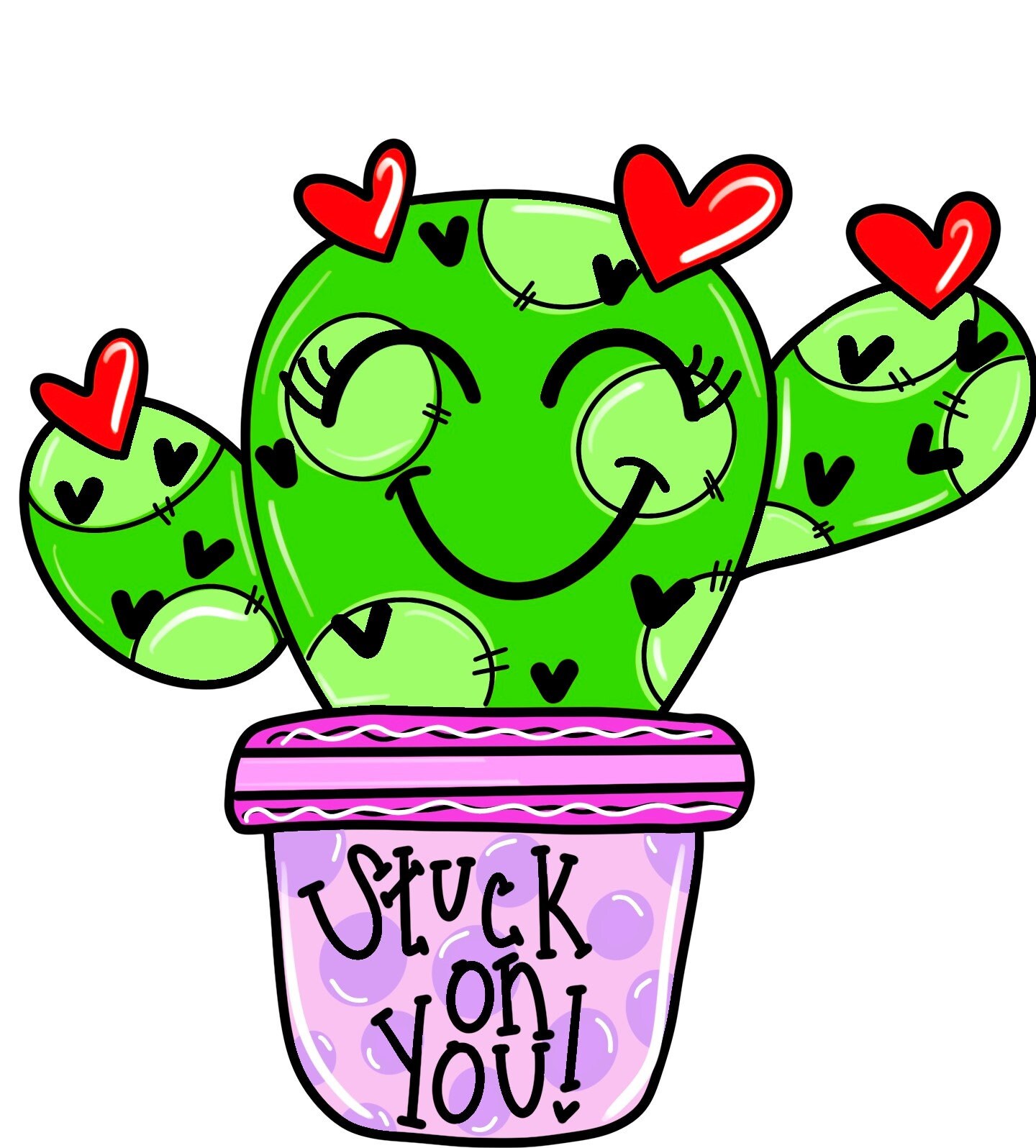 TEMPLATE Valentine's Day Cactus, Door Hanger Template, Valentine's Day ...