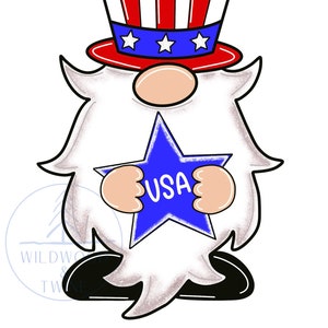 TEMPLATE 4th of July Gnome Door Hanger With Starts Template, 4th of ...