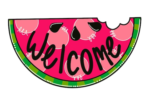 TEMPLATE Watermelon Welcome Door Hanger Template Summer Door - Etsy