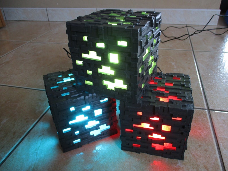 Minecraft Ore Lamp Geeky Home Decor Gift for Him Her Kids Minecraft ...