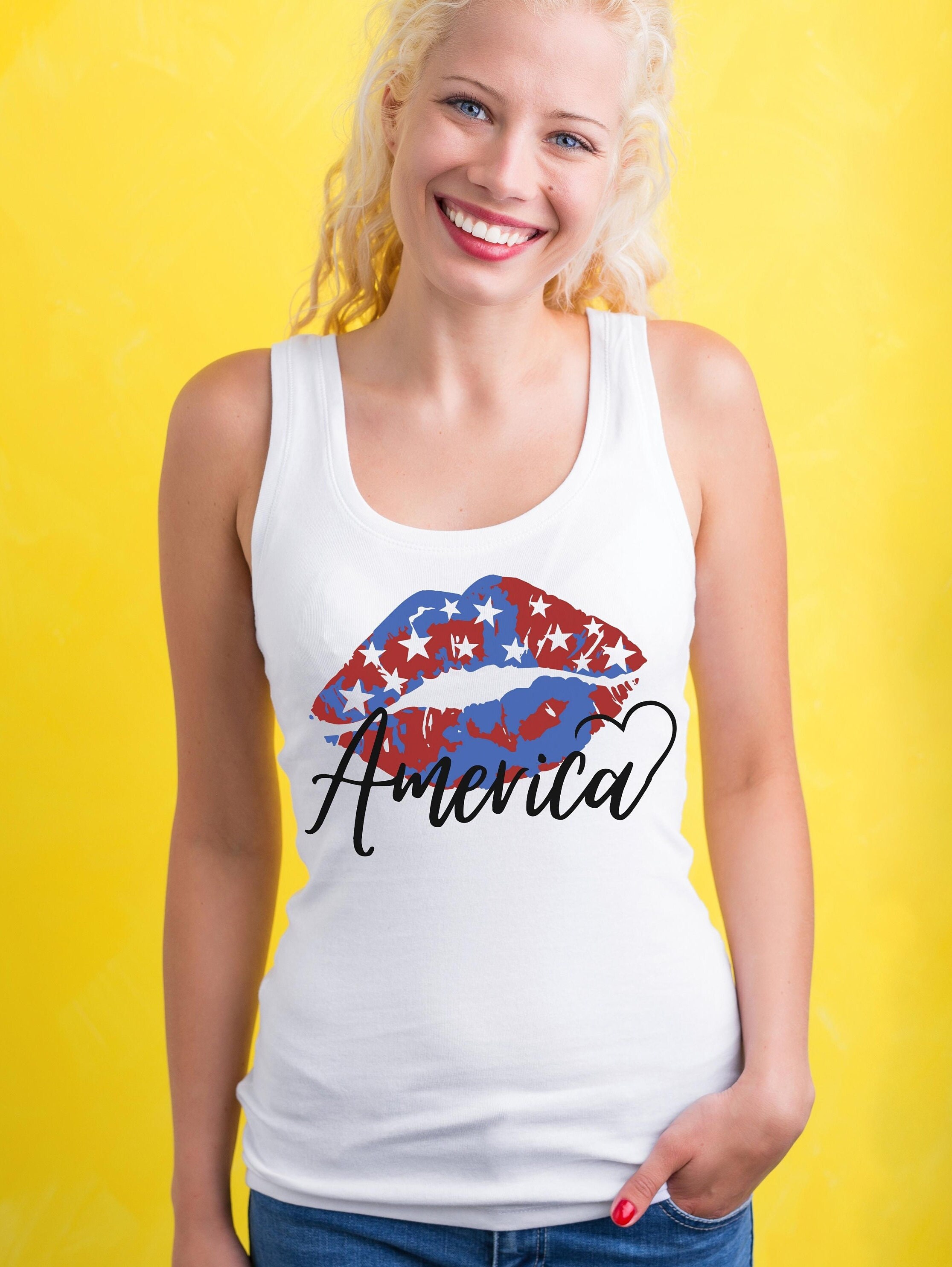 American Kiss USA Patriotic Lips Flag 4th of July Independence Day ...